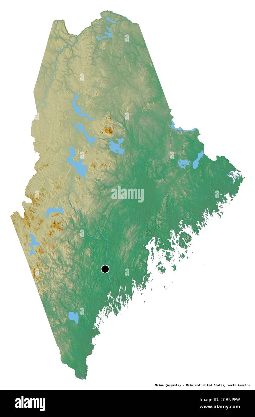 Shape of Maine, state of Mainland United States, with its capital ...