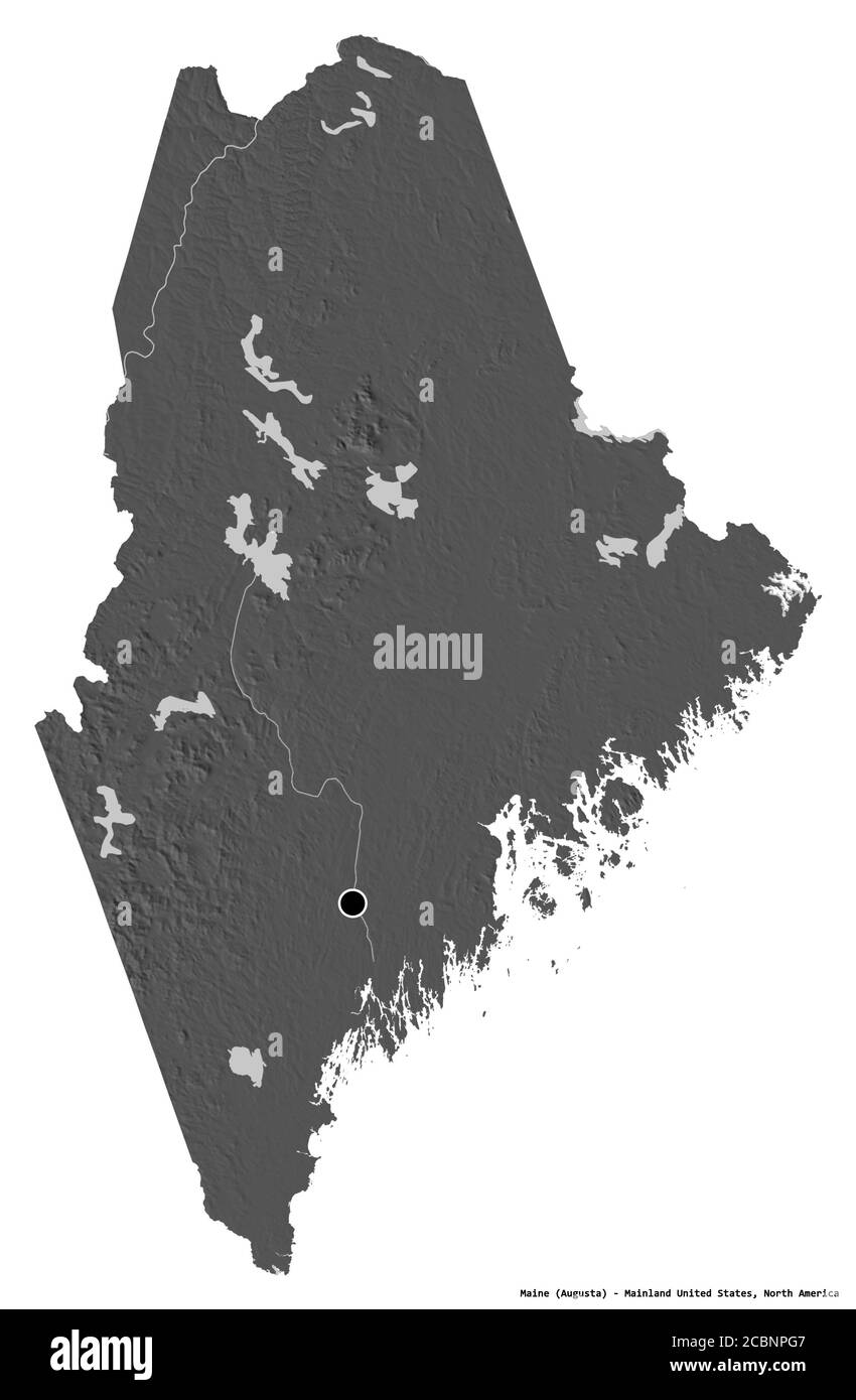 Shape of Maine, state of Mainland United States, with its capital ...