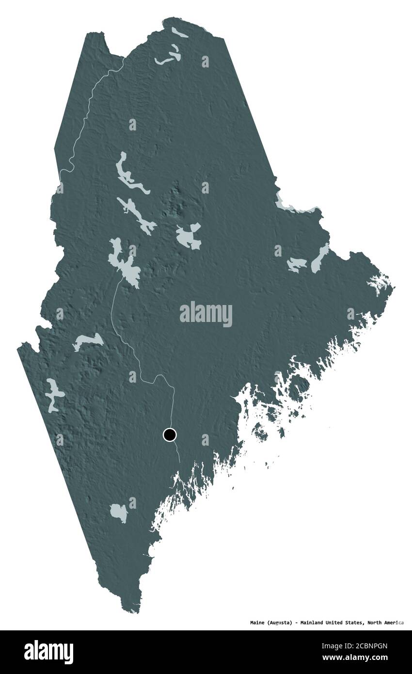 Shape of Maine, state of Mainland United States, with its capital ...