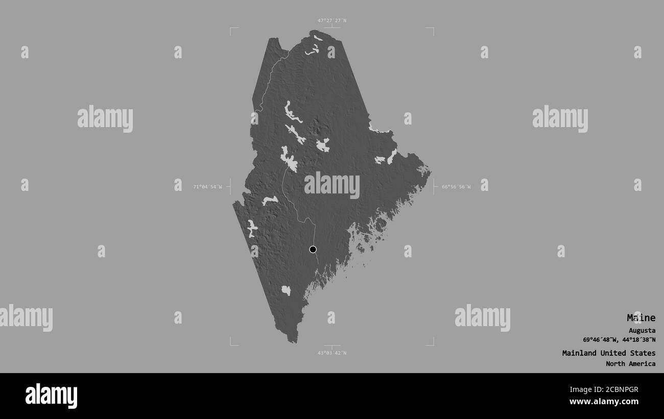 Area of Maine, state of Mainland United States, isolated on a solid ...