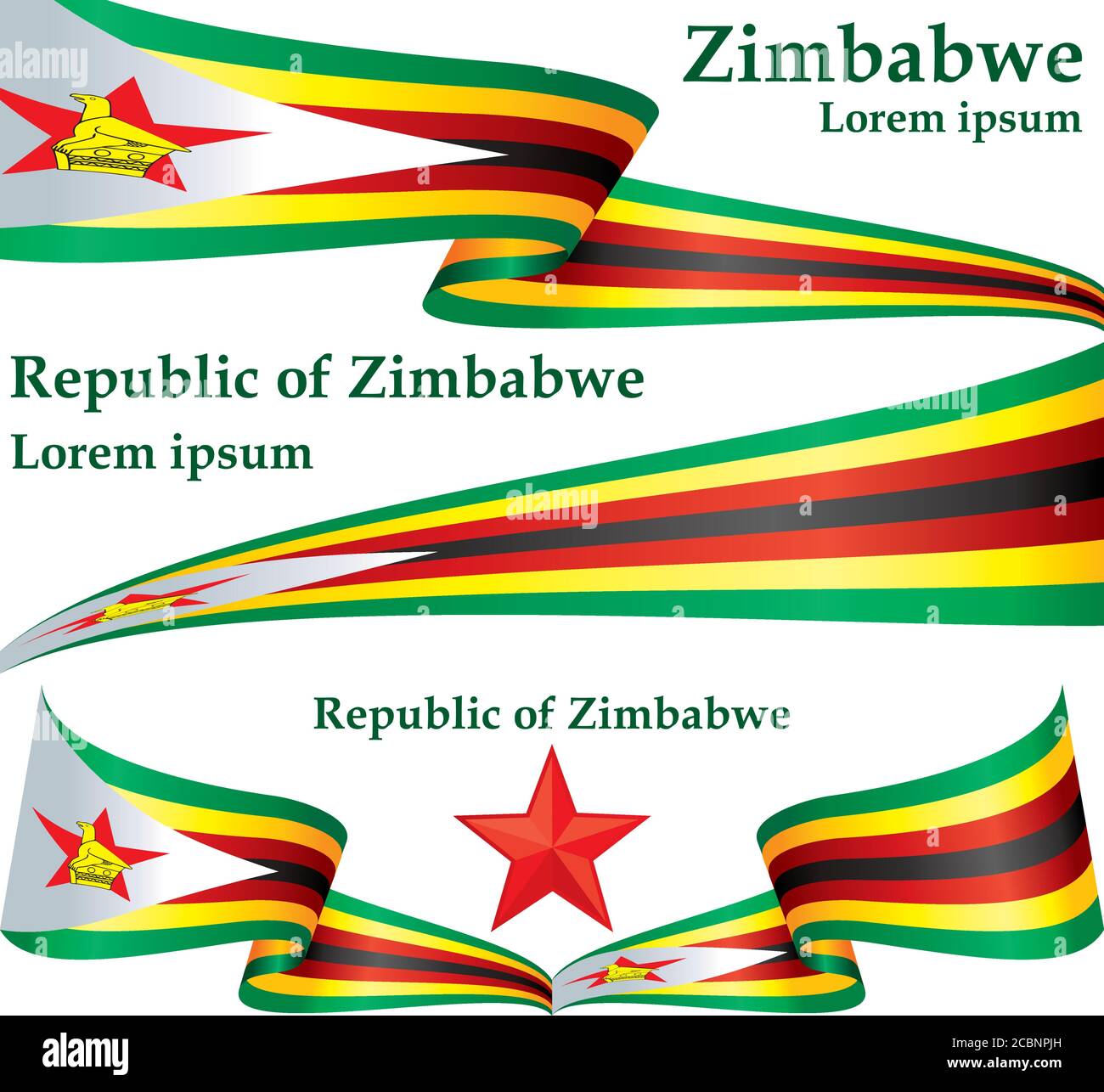 Flag of Zimbabwe, Republic of Zimbabwe. Template for award design, an ...