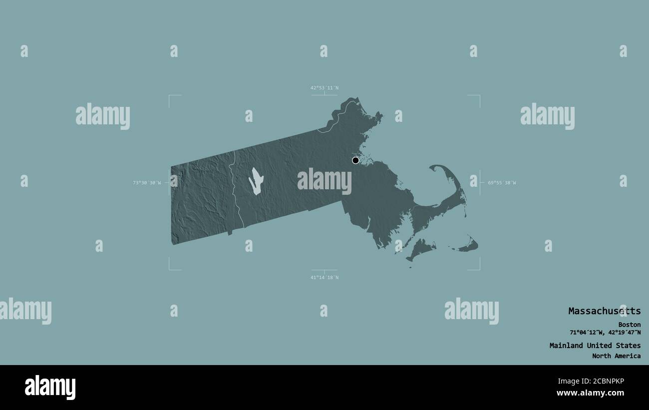 Area of Massachusetts, state of Mainland United States, isolated on a ...