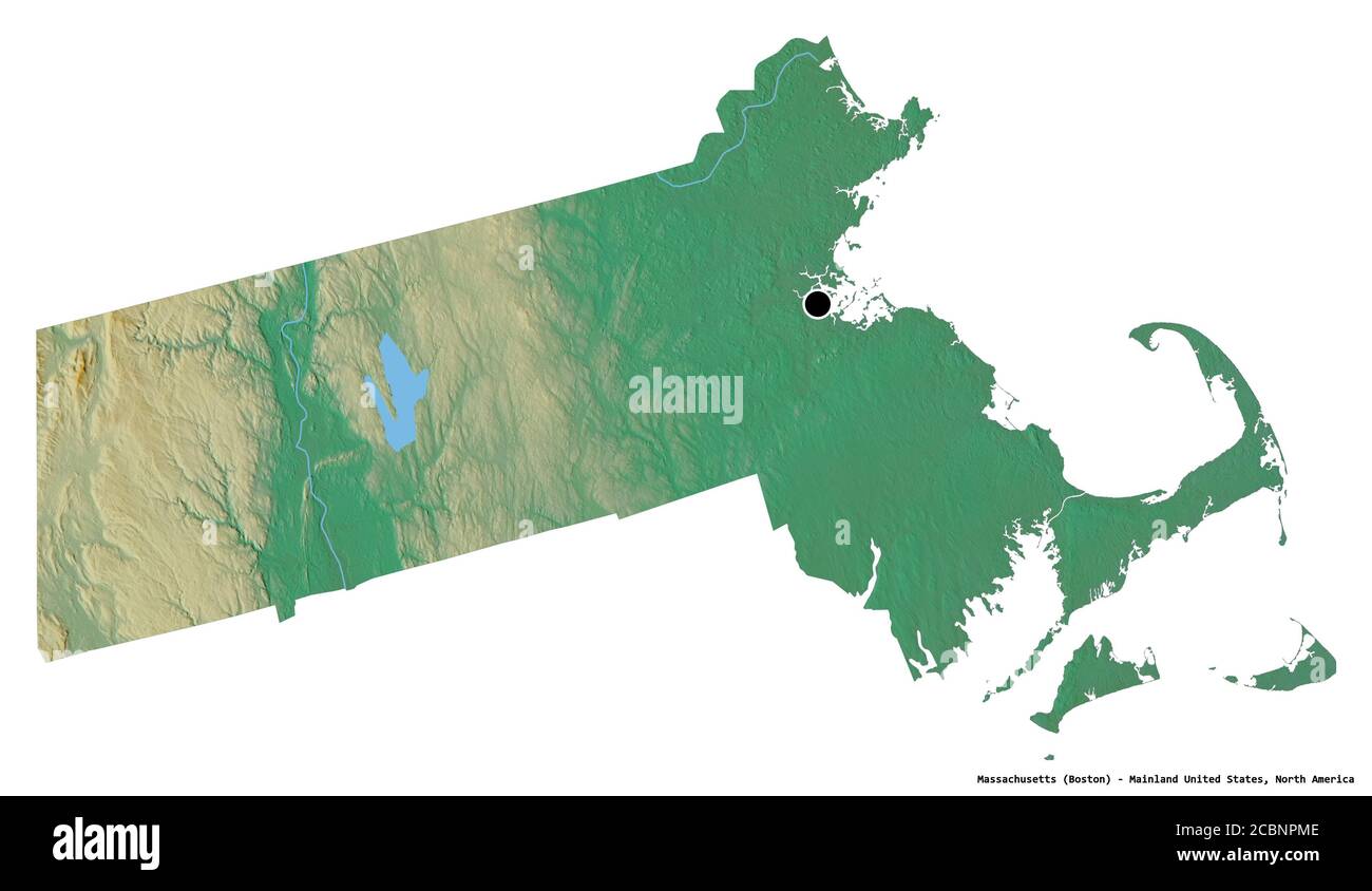 Shape of Massachusetts, state of Mainland United States, with its ...