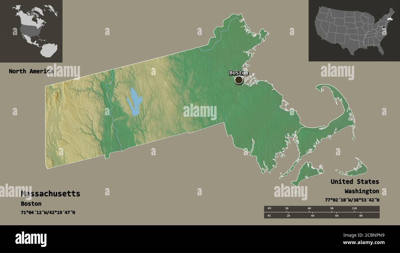 Shape of Massachusetts, state of Mainland United States, and its ...