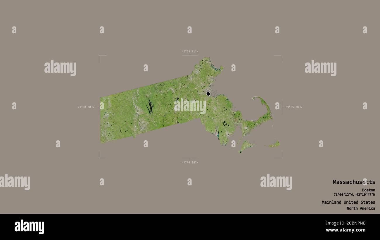 Area of Massachusetts, state of Mainland United States, isolated on a ...