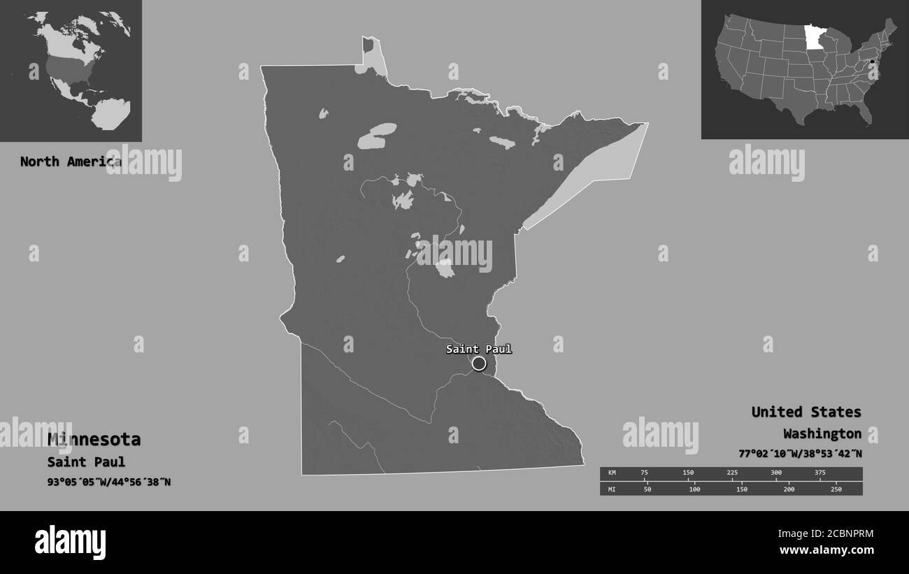 Shape of Minnesota, state of Mainland United States, and its capital ...