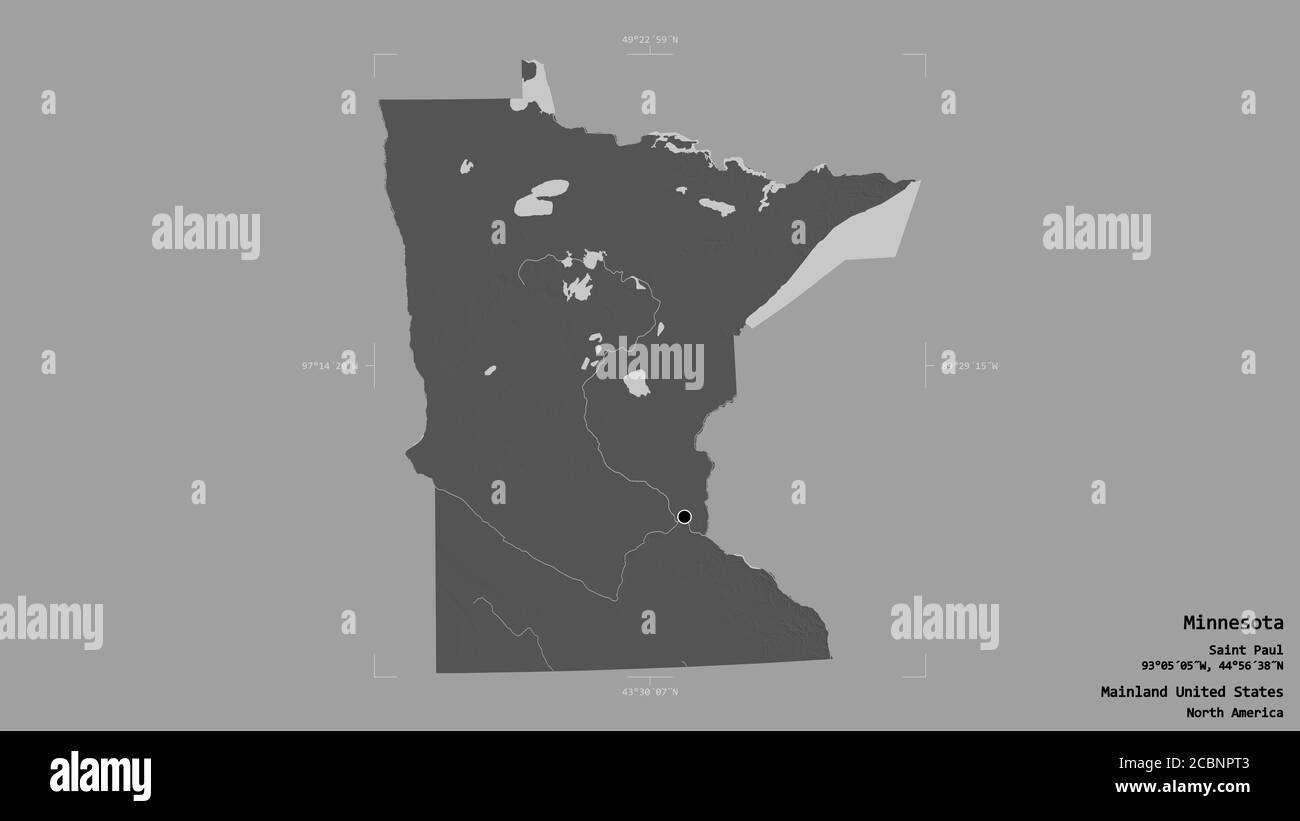 Area of Minnesota, state of Mainland United States, isolated on a solid ...