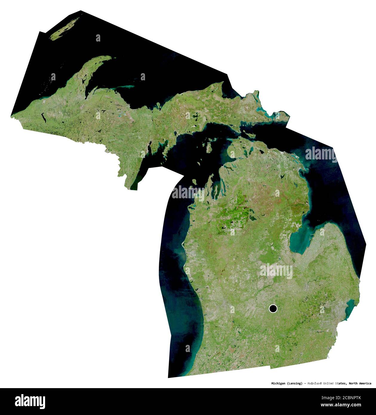 Shape of Michigan, state of Mainland United States, with its capital ...