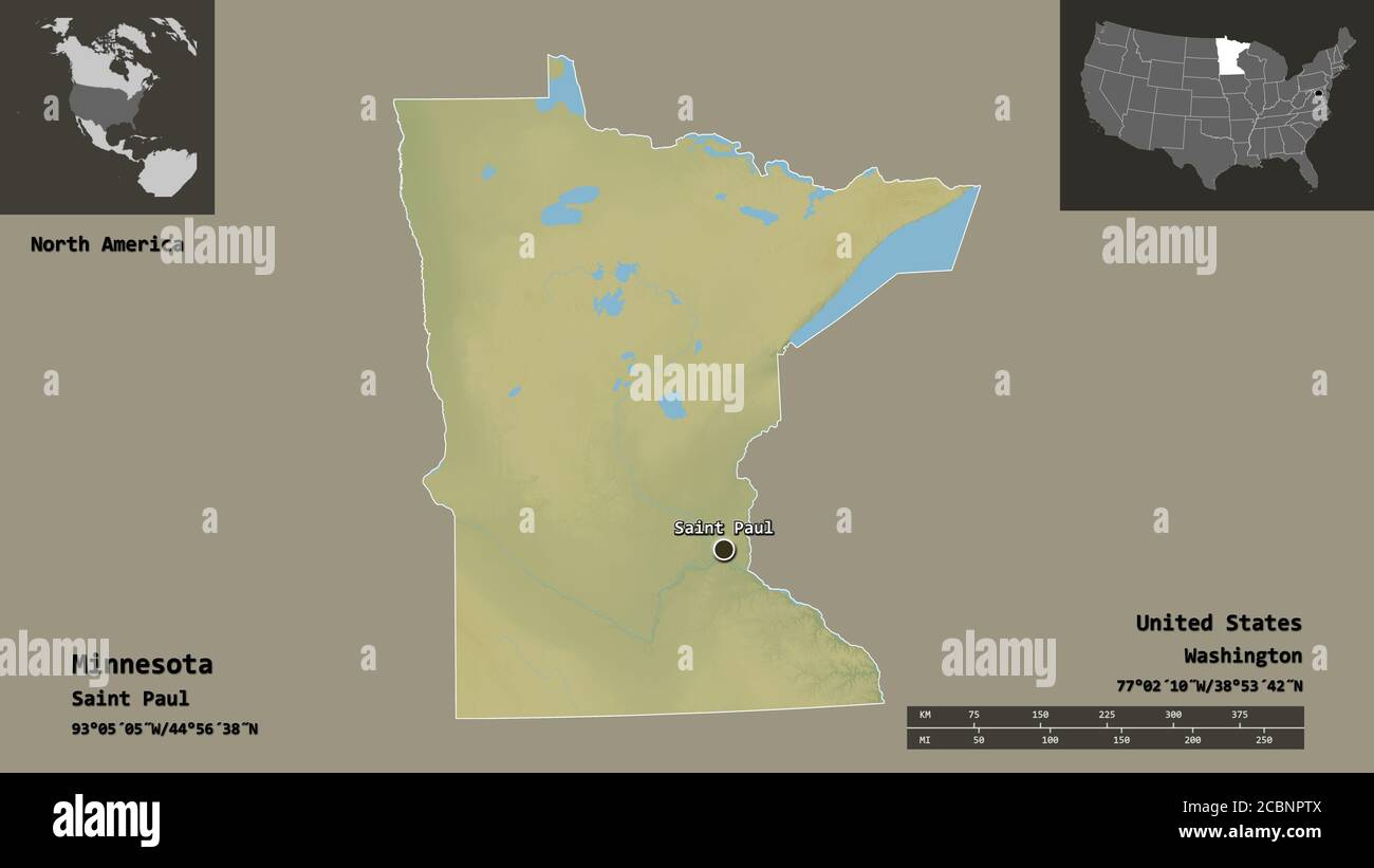 Shape of Minnesota, state of Mainland United States, and its capital ...