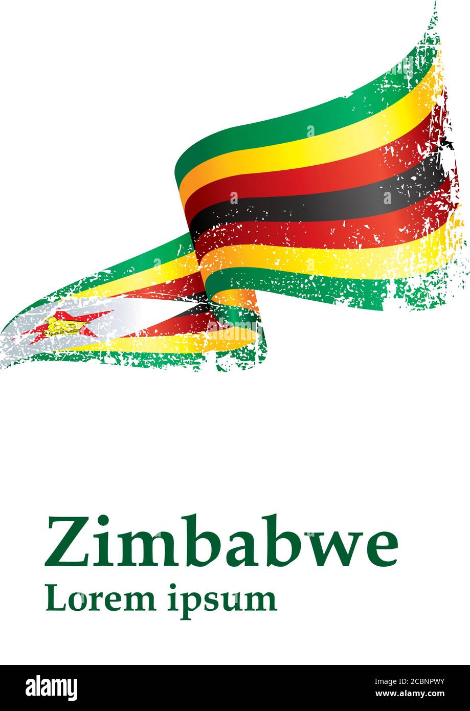 Flag of Zimbabwe, Republic of Zimbabwe. Template for award design, an ...