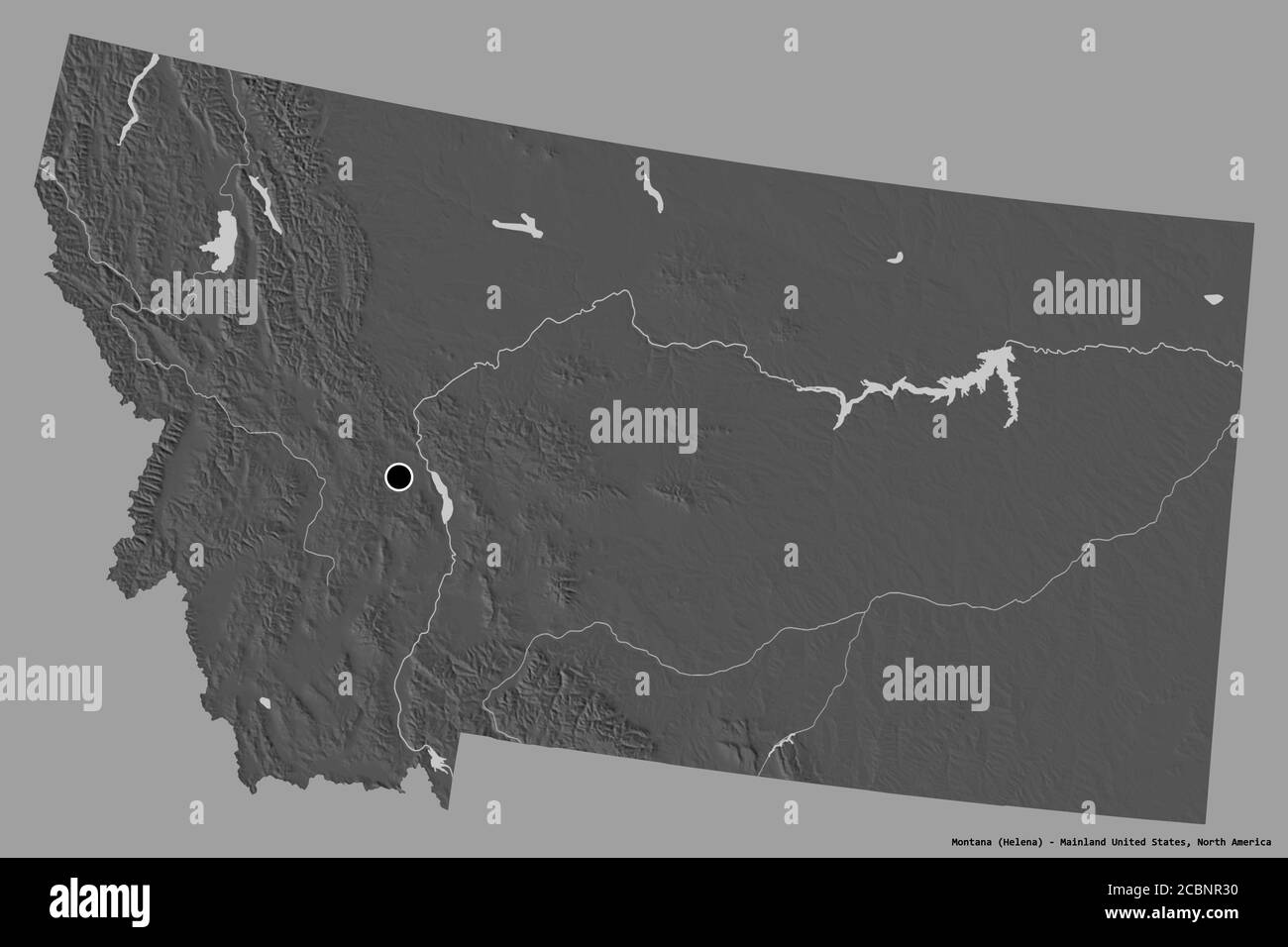 Shape of Montana, state of Mainland United States, with its capital ...