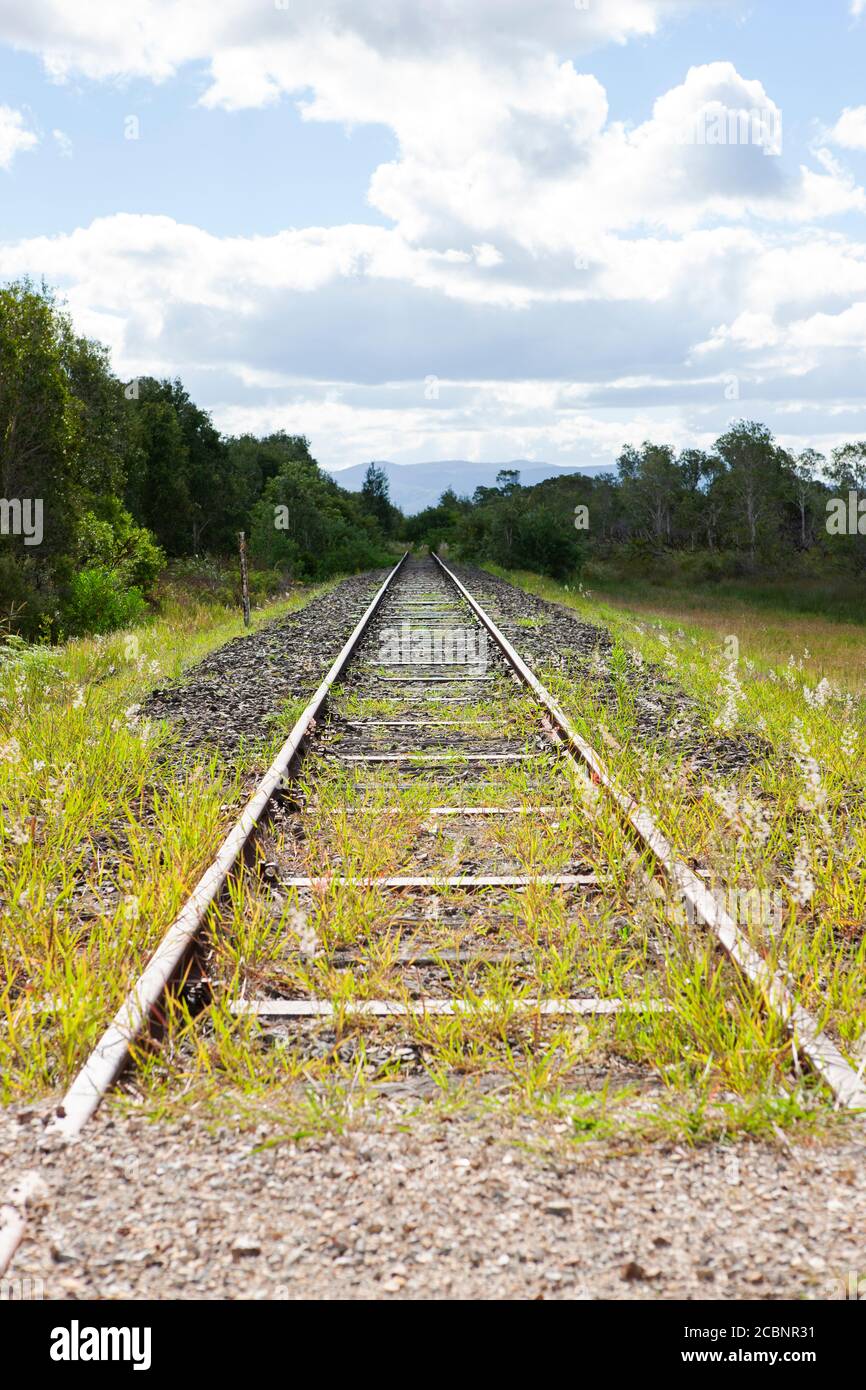 An old abandoned railway. Old rails in landscape Stock Photo - Alamy