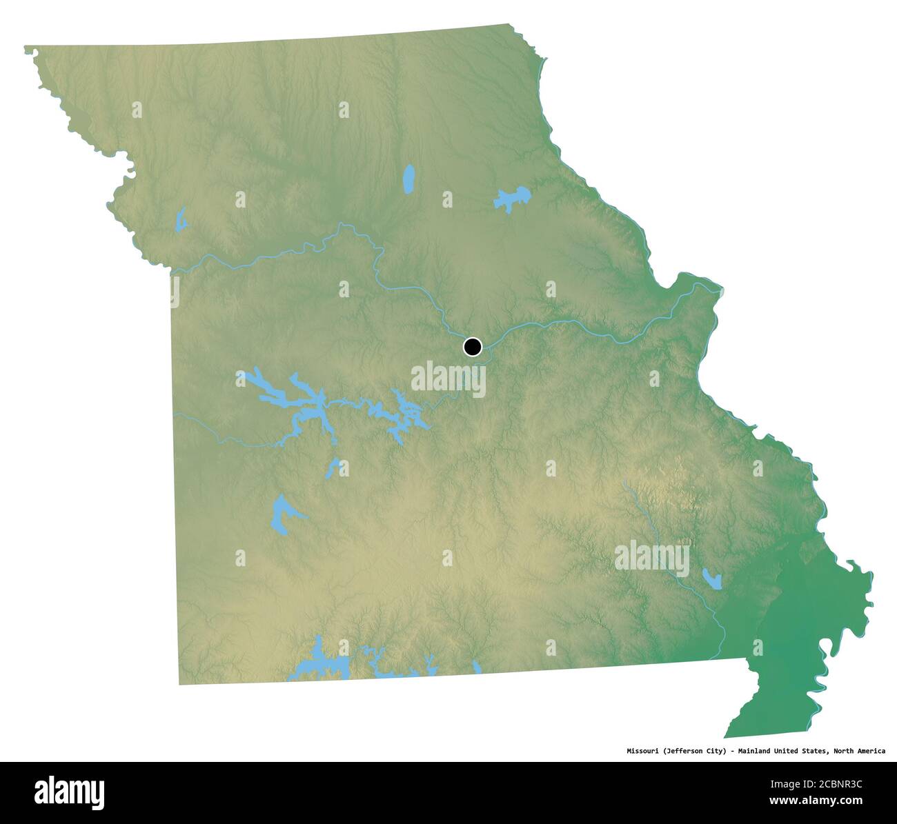 Shape of Missouri, state of Mainland United States, with its capital ...