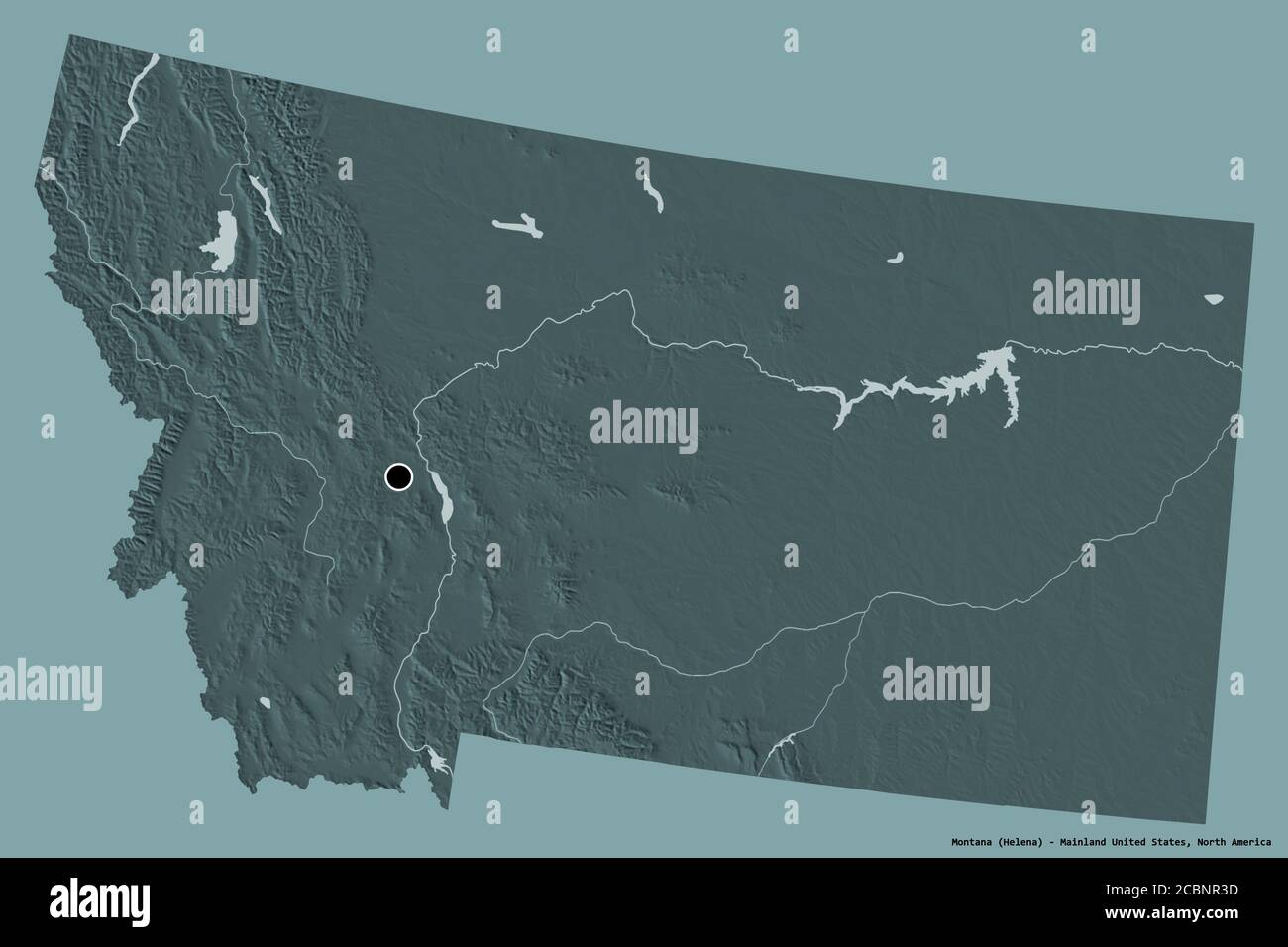 Shape of Montana, state of Mainland United States, with its capital ...