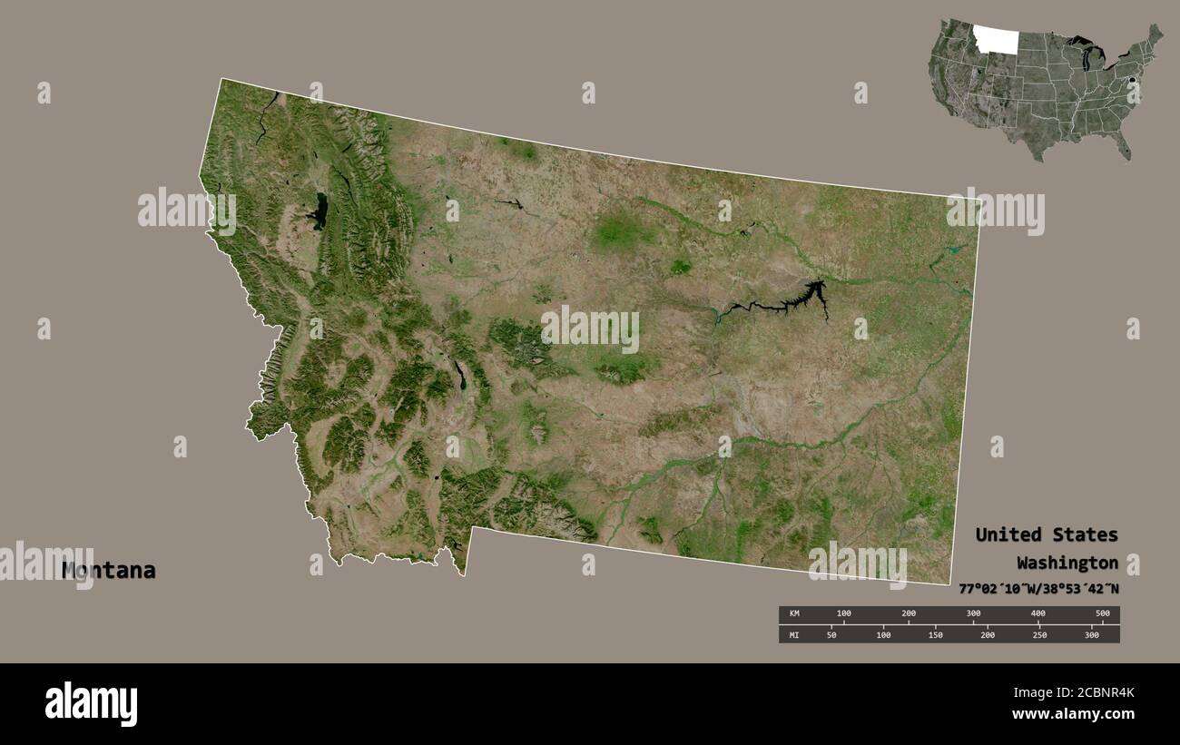 Shape of Montana, state of Mainland United States, with its capital ...