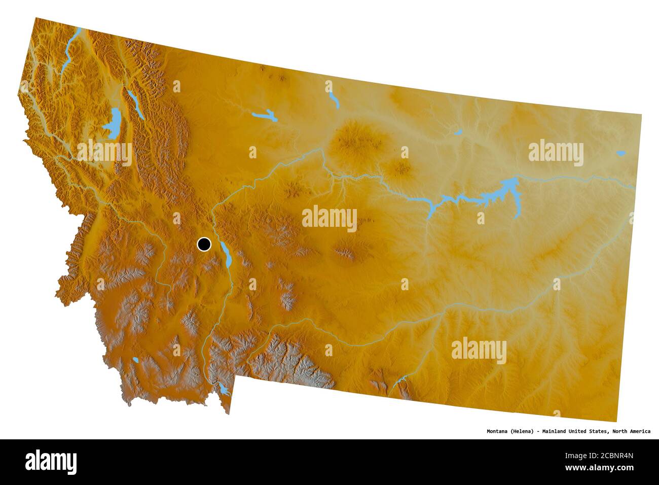 Shape of Montana, state of Mainland United States, with its capital ...