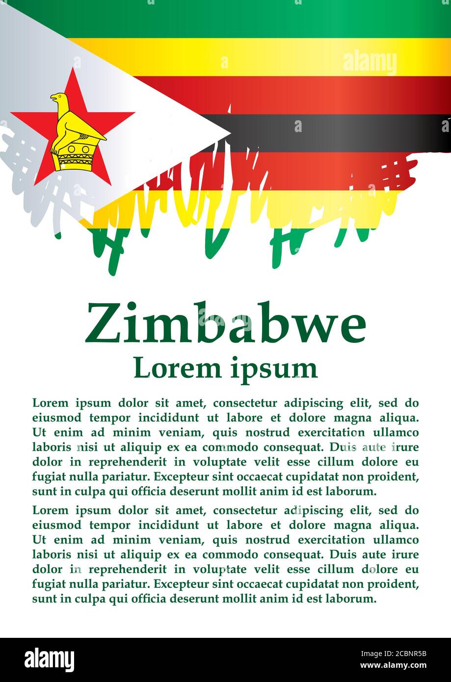 Flag of Zimbabwe, Republic of Zimbabwe. Template for award design, an ...