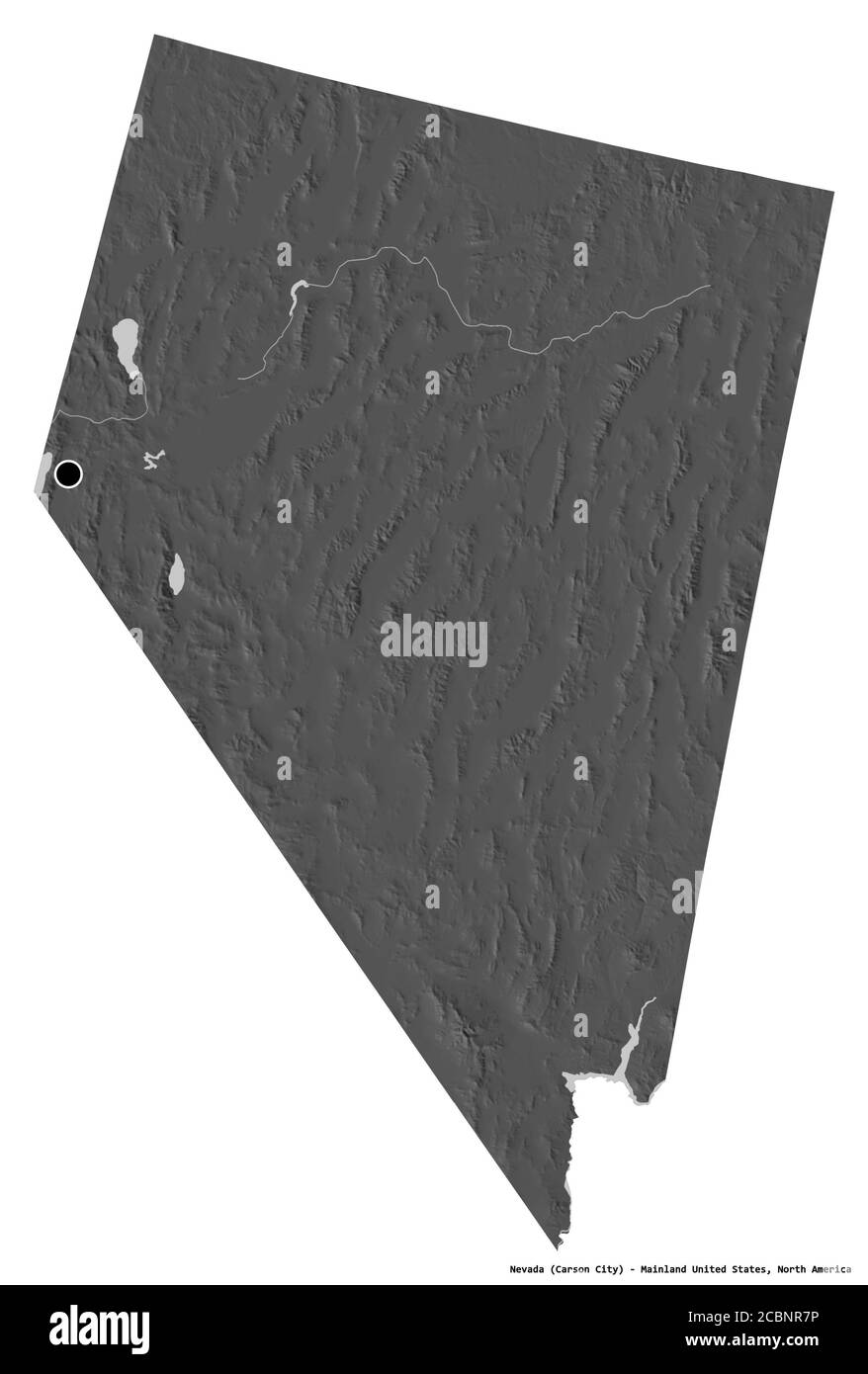 Shape of Nevada, state of Mainland United States, with its capital ...