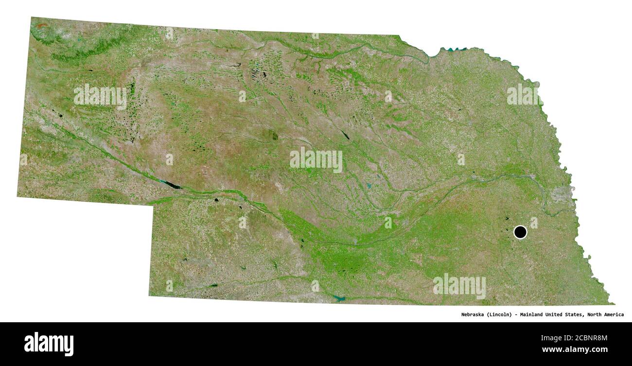 Shape of Nebraska, state of Mainland United States, with its capital ...