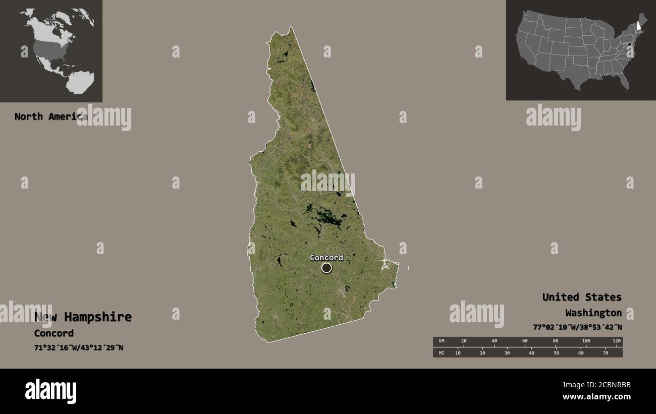 Shape of New Hampshire, state of Mainland United States, and its ...