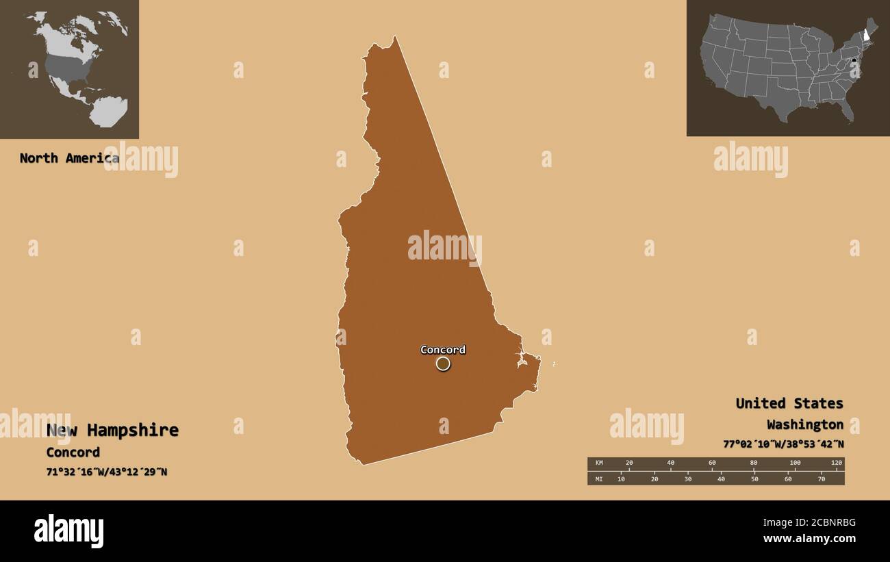 Shape of New Hampshire, state of Mainland United States, and its ...