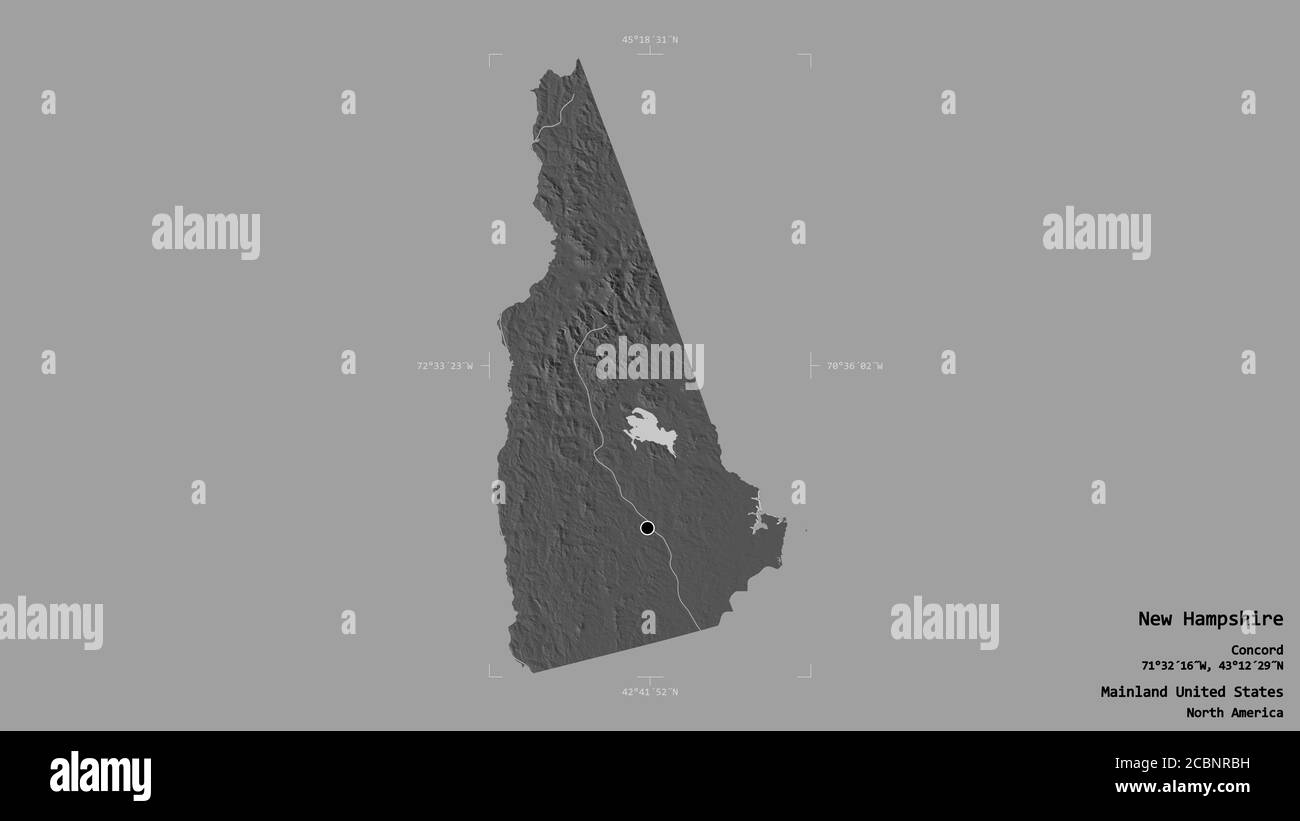 Area of New Hampshire, state of Mainland United States, isolated on a ...