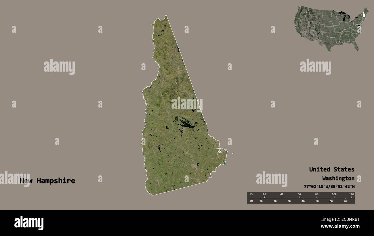 Shape of New Hampshire, state of Mainland United States, with its ...