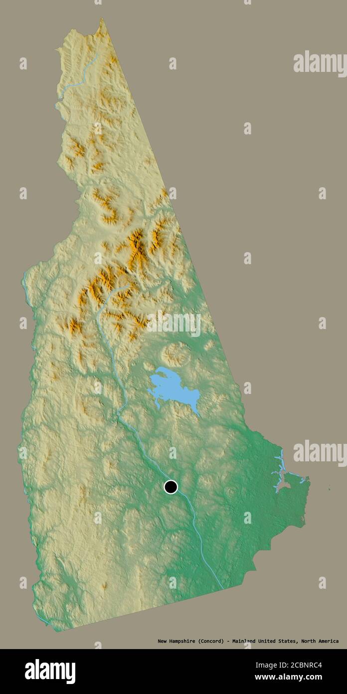 Shape of New Hampshire, state of Mainland United States, with its ...