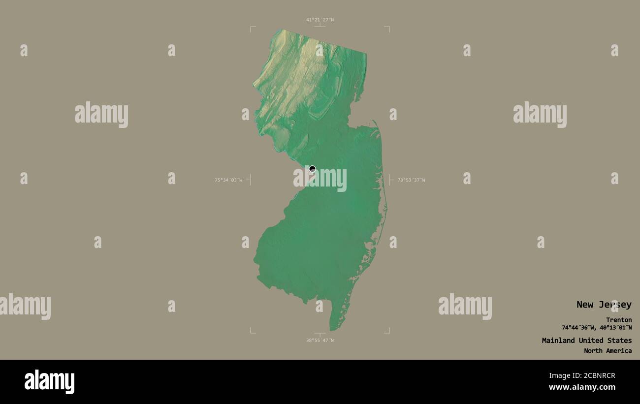 Area of New Jersey, state of Mainland United States, isolated on a ...