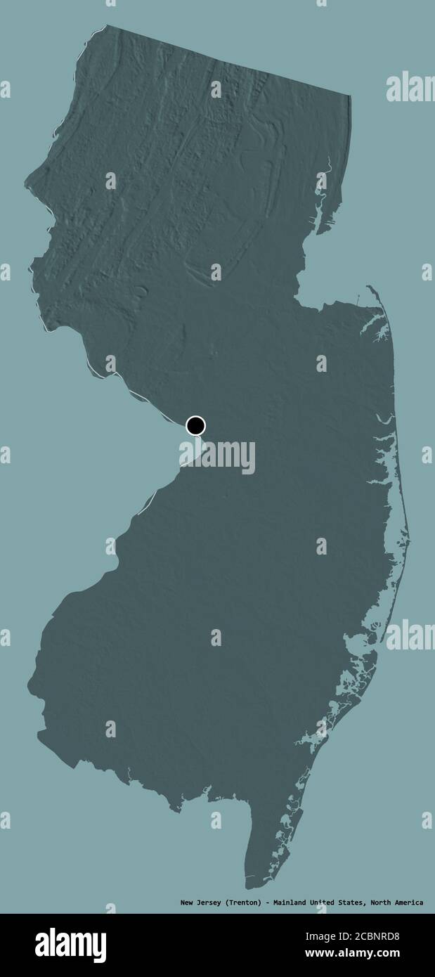 Shape of New Jersey, state of Mainland United States, with its capital ...