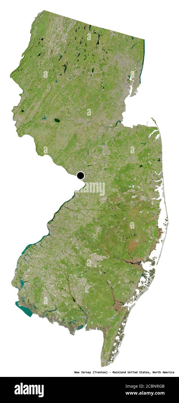 Shape of New Jersey, state of Mainland United States, with its capital ...