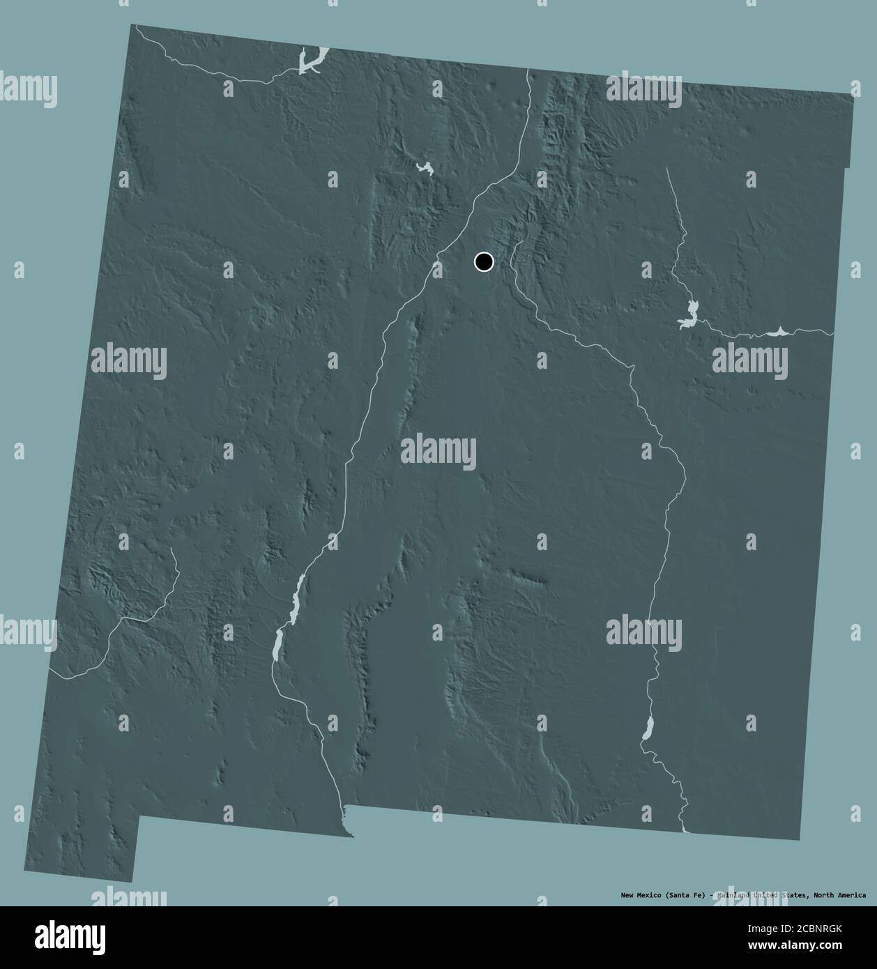 Shape of New Mexico, state of Mainland United States, with its capital ...