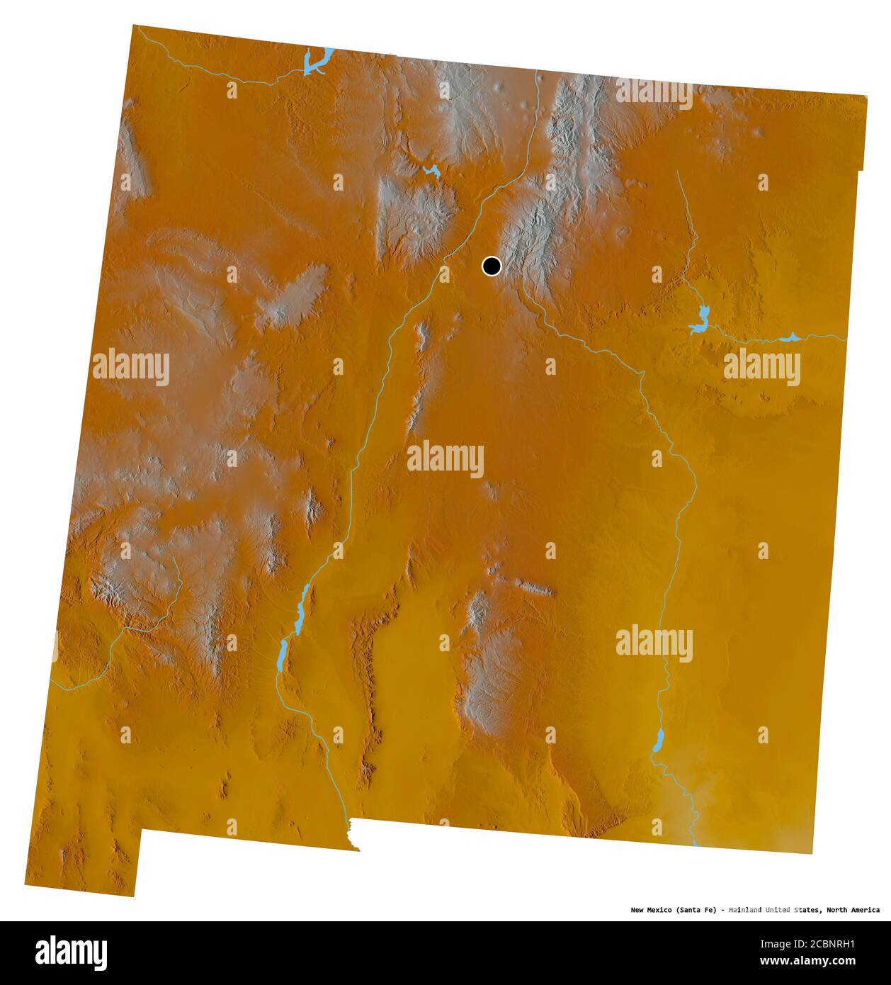 Shape of New Mexico, state of Mainland United States, with its capital ...