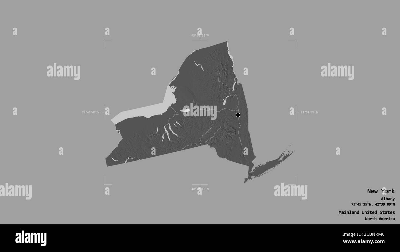 Area of New York, state of Mainland United States, isolated on a solid ...