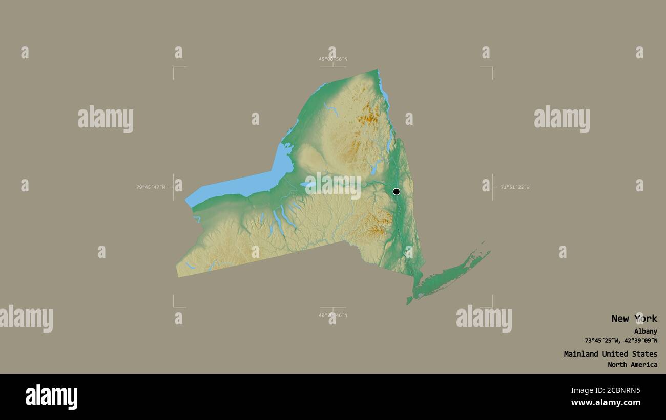 Area of New York, state of Mainland United States, isolated on a solid ...