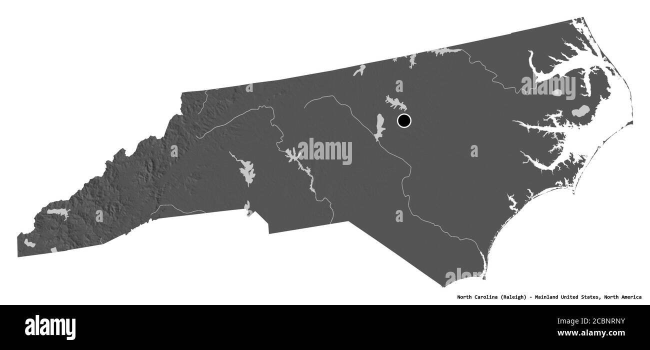 Shape of North Carolina, state of Mainland United States, with its ...