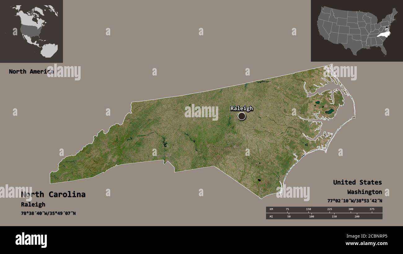 Shape of North Carolina, state of Mainland United States, and its ...