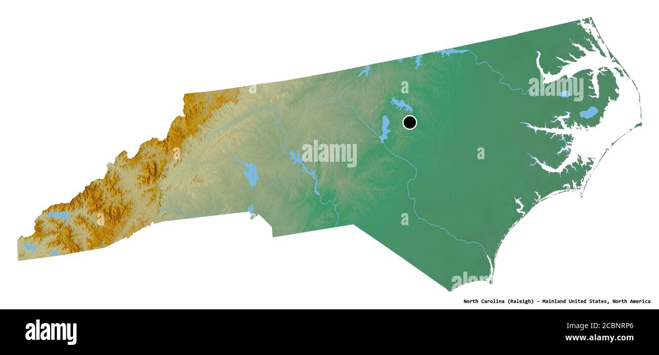 Shape of North Carolina, state of Mainland United States, with its ...