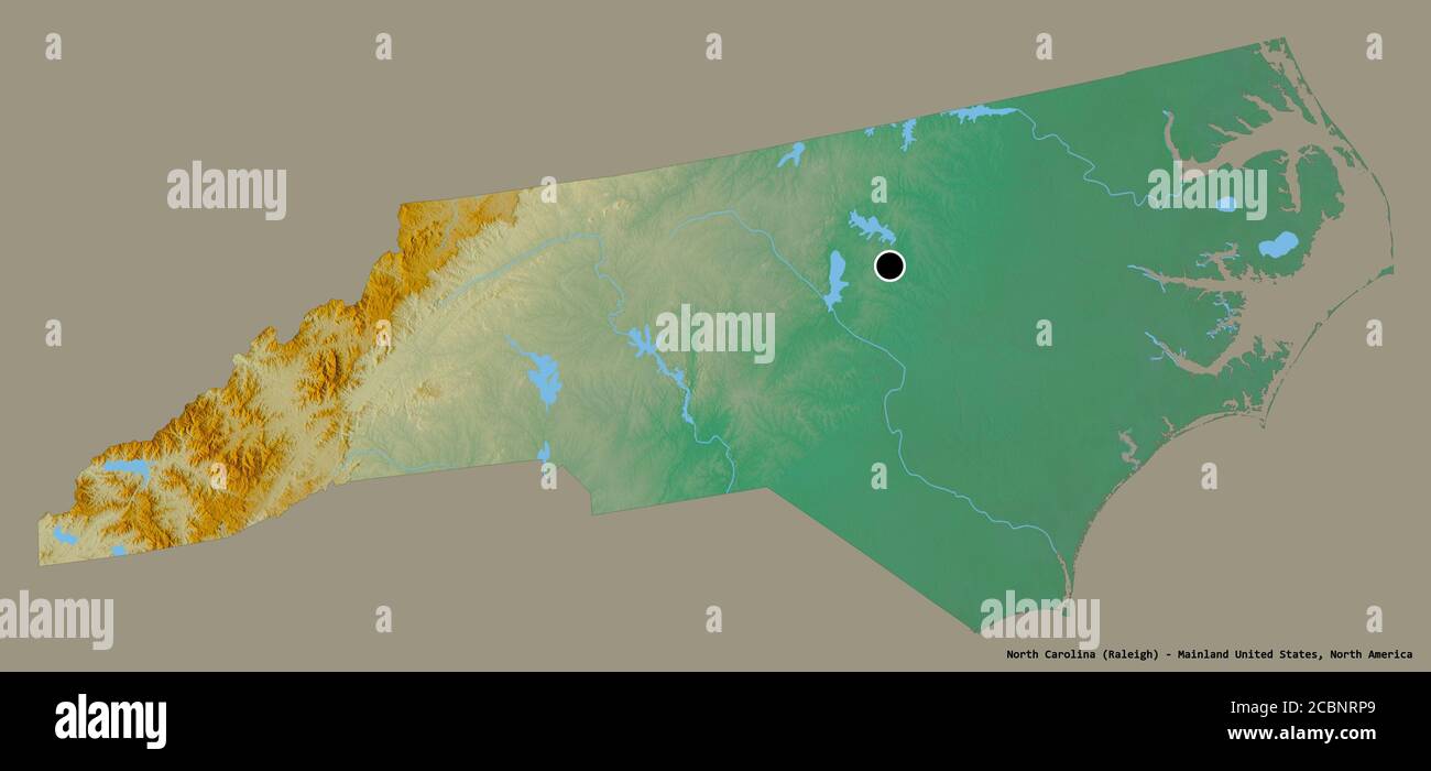Shape of North Carolina, state of Mainland United States, with its ...
