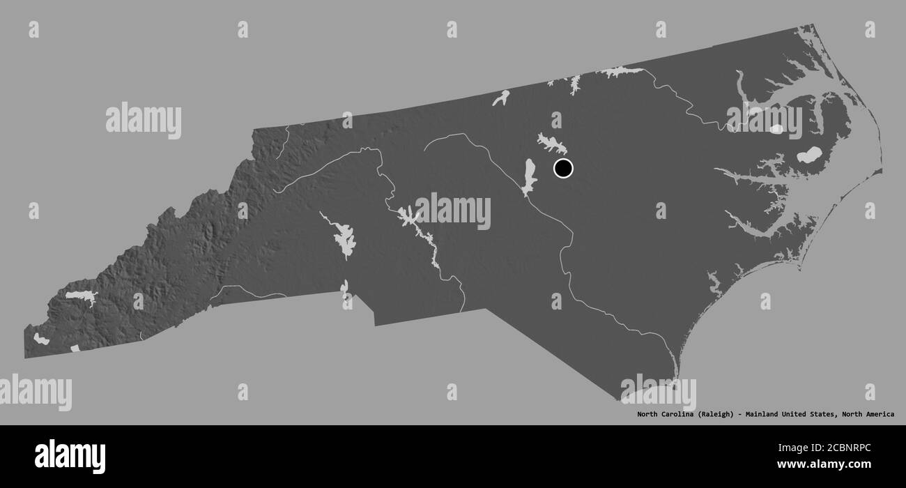 Shape of North Carolina, state of Mainland United States, with its ...