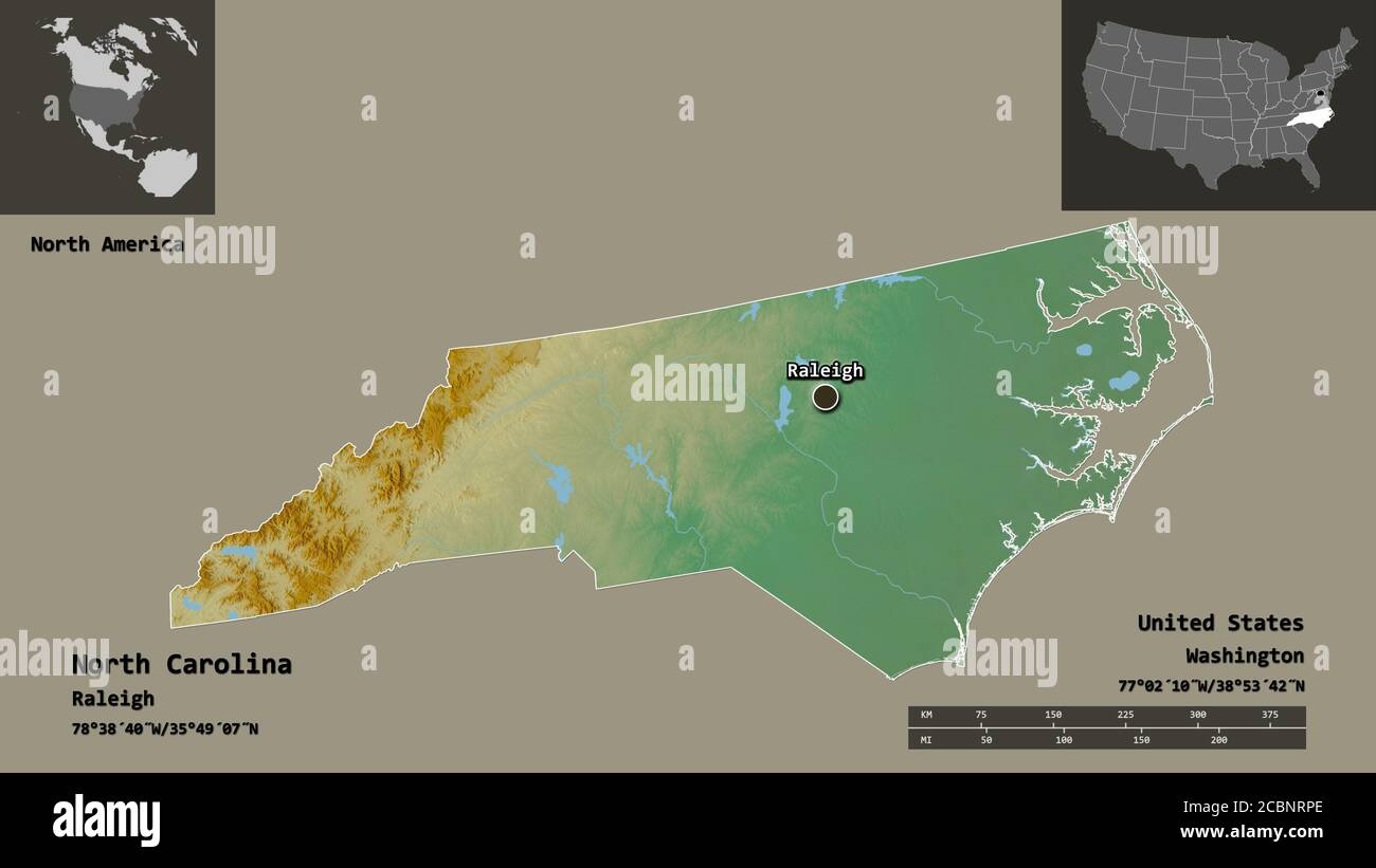 Shape of North Carolina, state of Mainland United States, and its ...