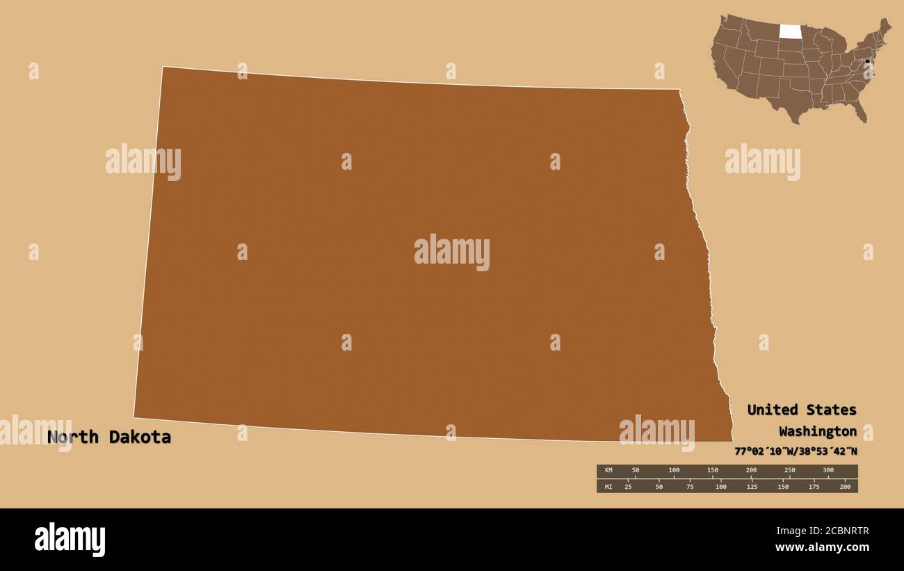 Shape of North Dakota, state of Mainland United States, with its ...