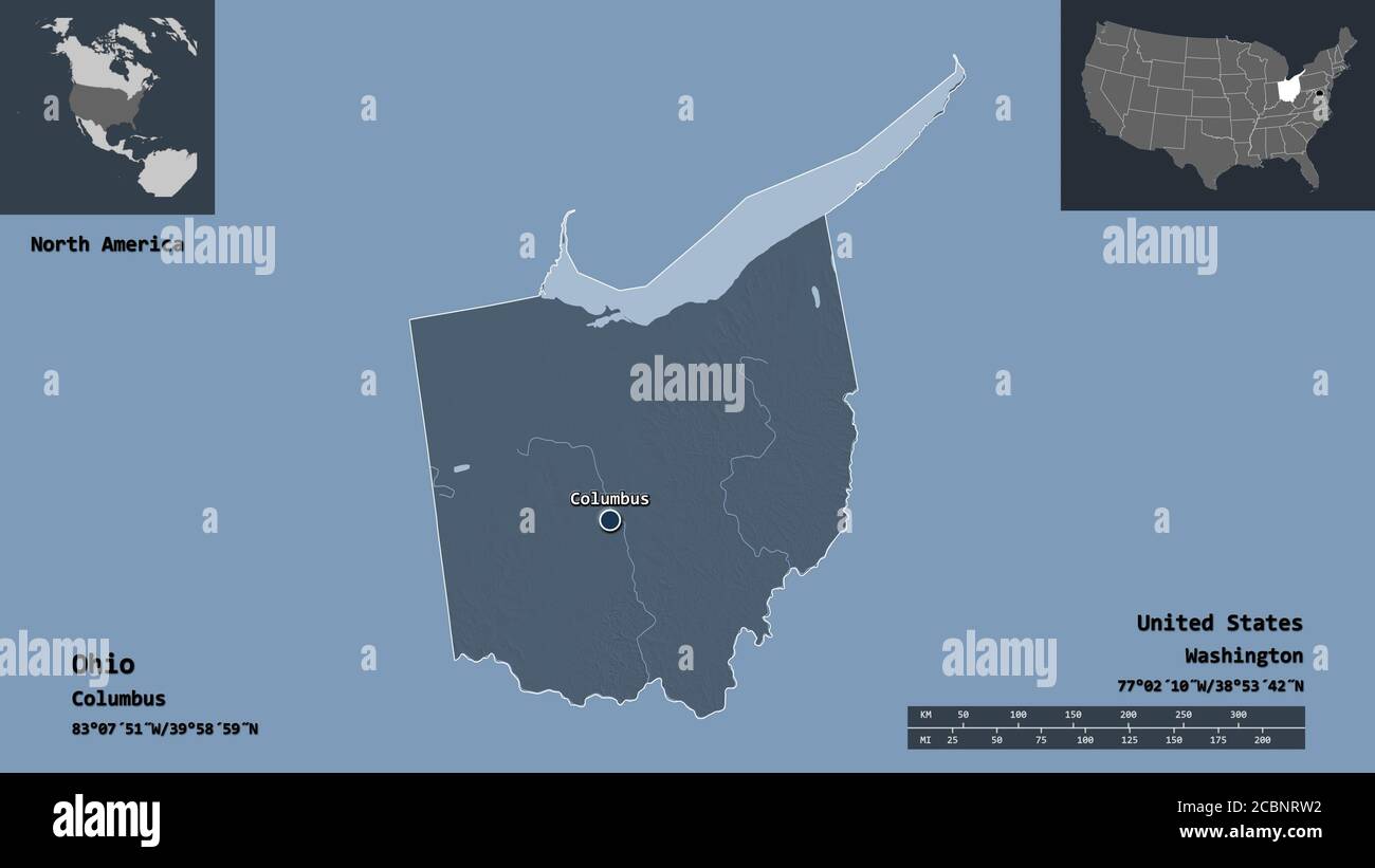 Shape of Ohio, state of Mainland United States, and its capital ...