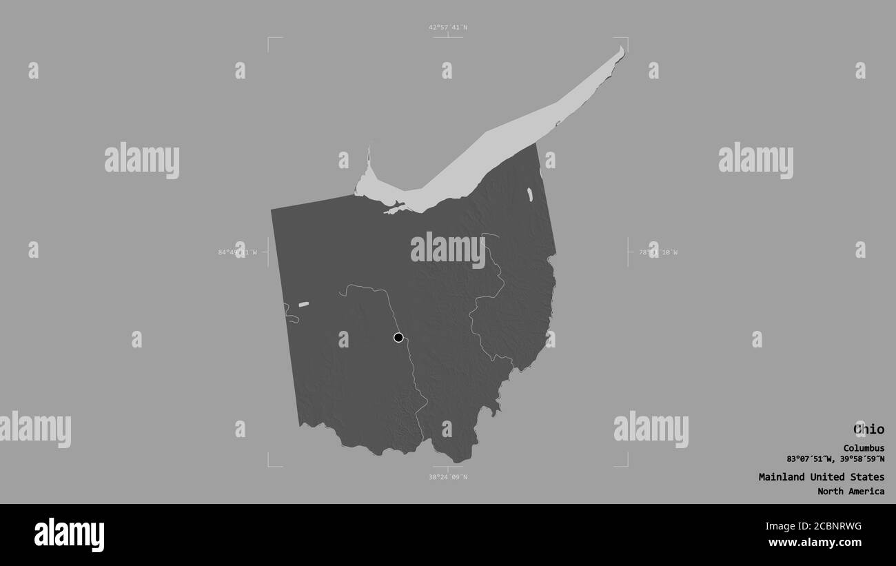 Area of Ohio, state of Mainland United States, isolated on a solid ...