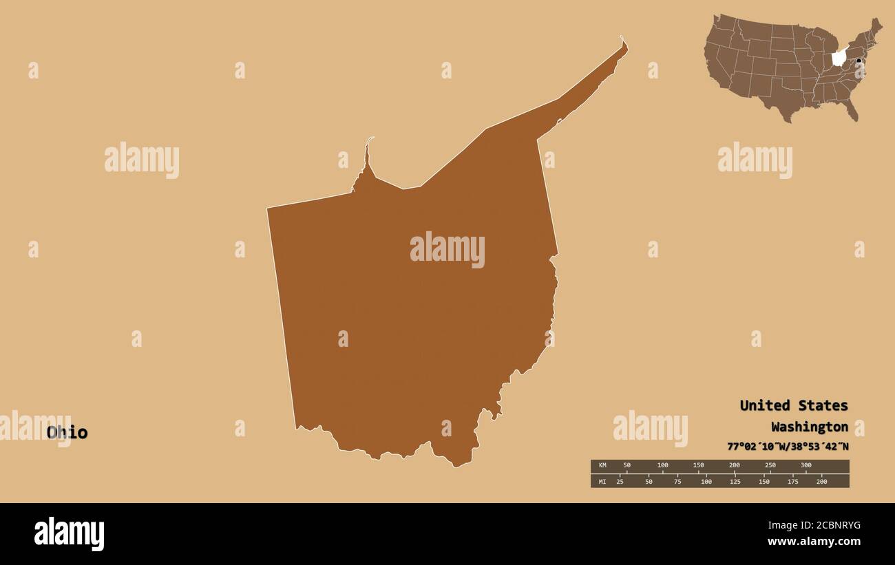 Shape of Ohio, state of Mainland United States, with its capital ...