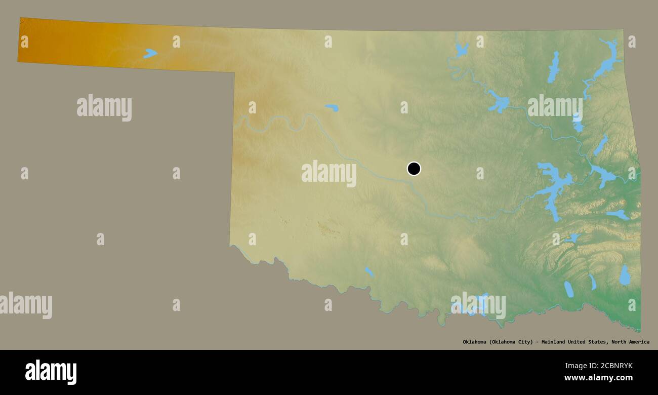 Shape of Oklahoma, state of Mainland United States, with its capital ...