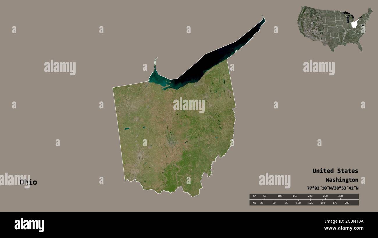 Shape of Ohio, state of Mainland United States, with its capital ...