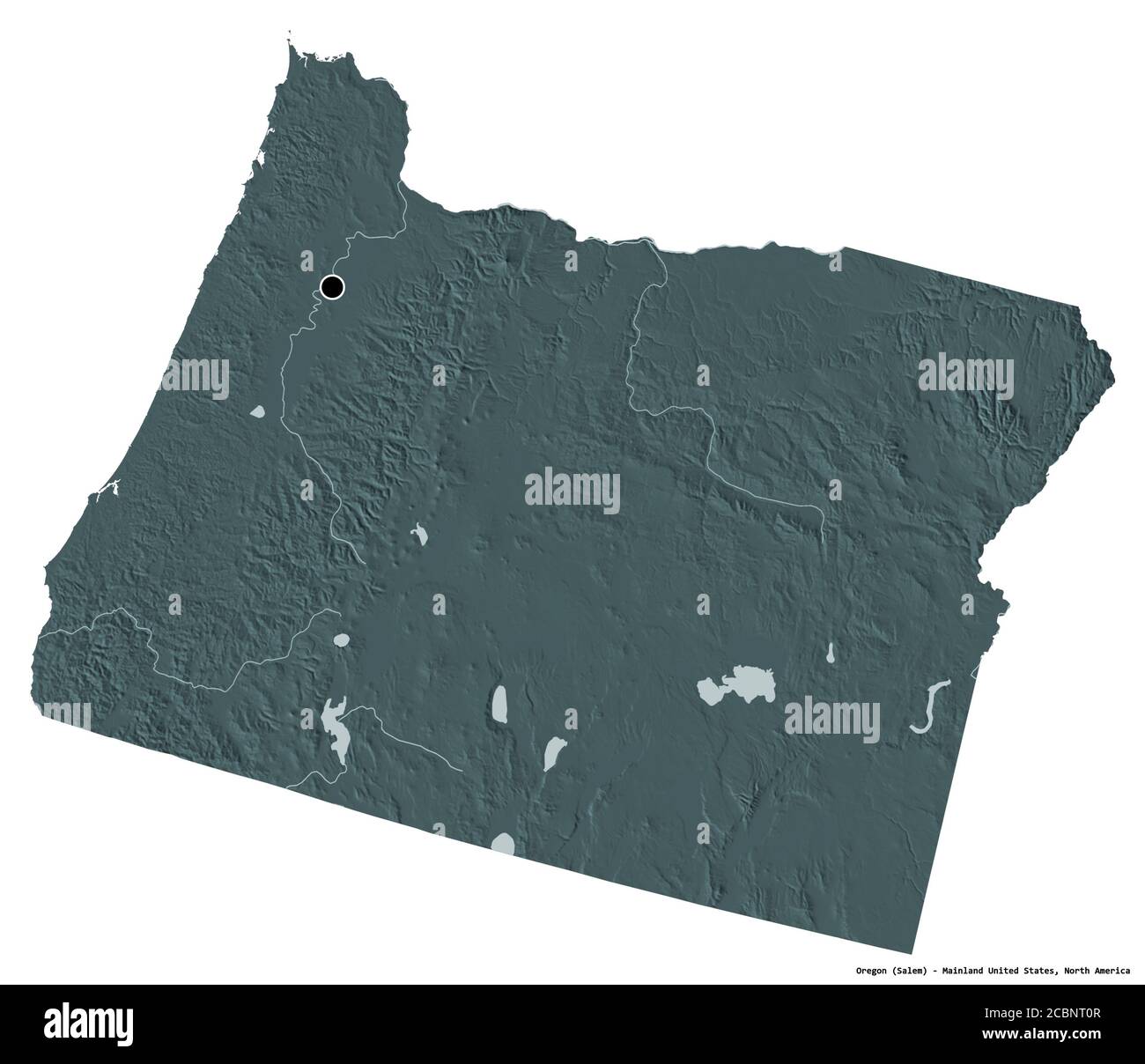 Shape of Oregon, state of Mainland United States, with its capital ...