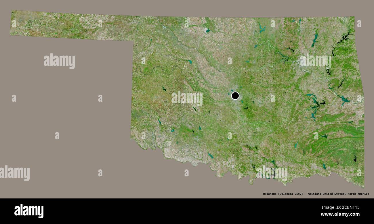 Shape of Oklahoma, state of Mainland United States, with its capital ...