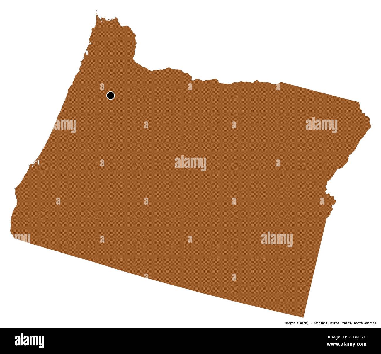 Shape of Oregon, state of Mainland United States, with its capital ...
